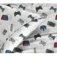 Kids Rule 4 Piece Gamer Sheet Set, Game Controllers Print, Blue, Grey ...