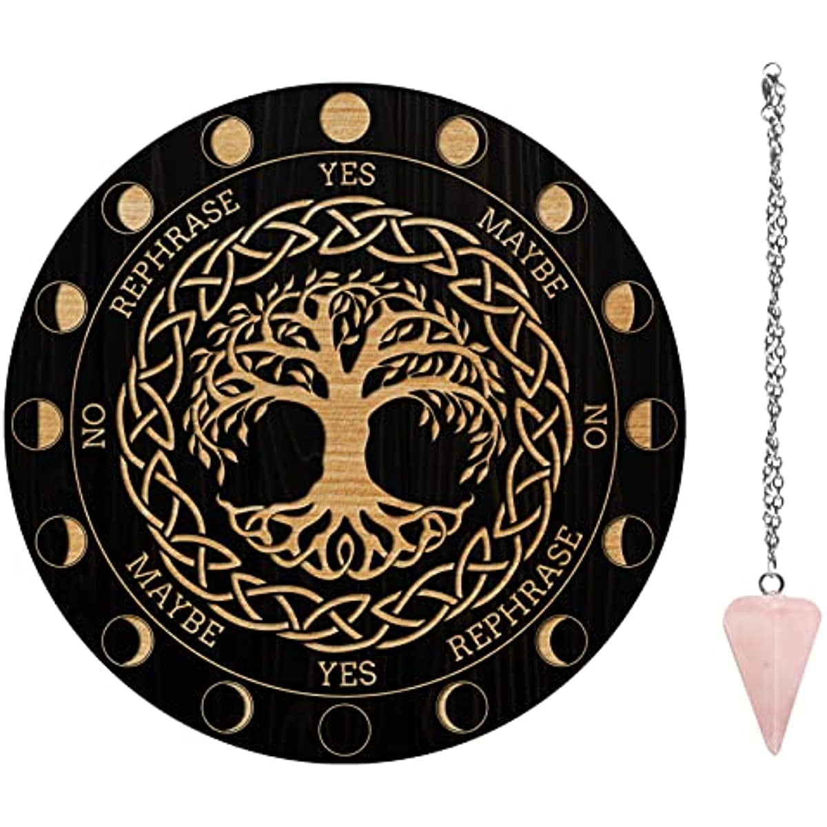 7.8" Witch Star Pendulum Board Wooden Dowsing Planchette with Rose ...