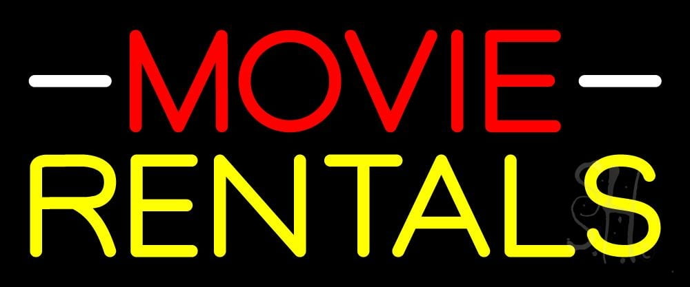 Red Movie Yellow Rentals LED Neon Sign 10" Tall x 24" Wide - inches ...