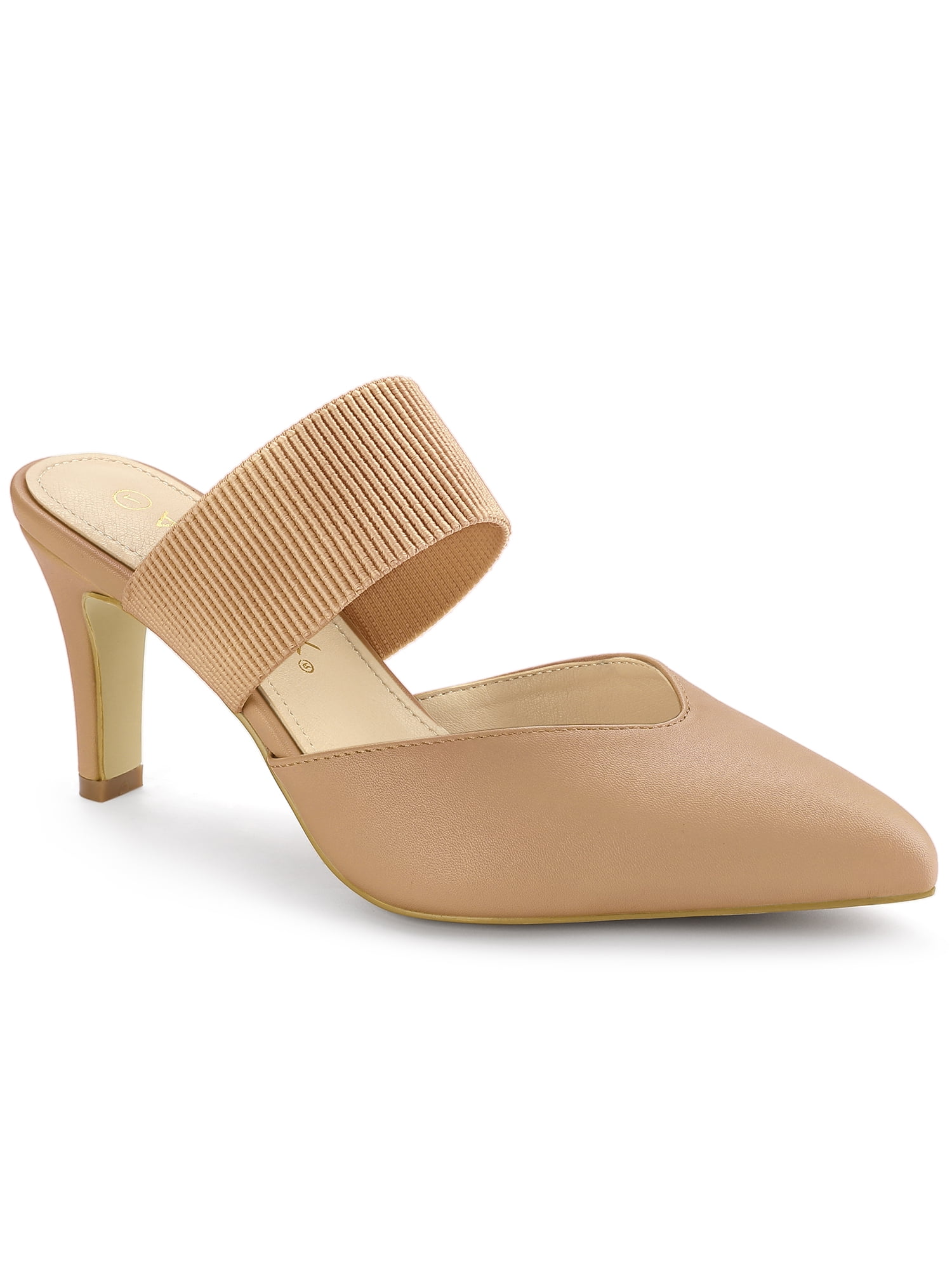 Allegra K Mules for Women Pointed Toe Elastic Strap Stiletto Heels ...