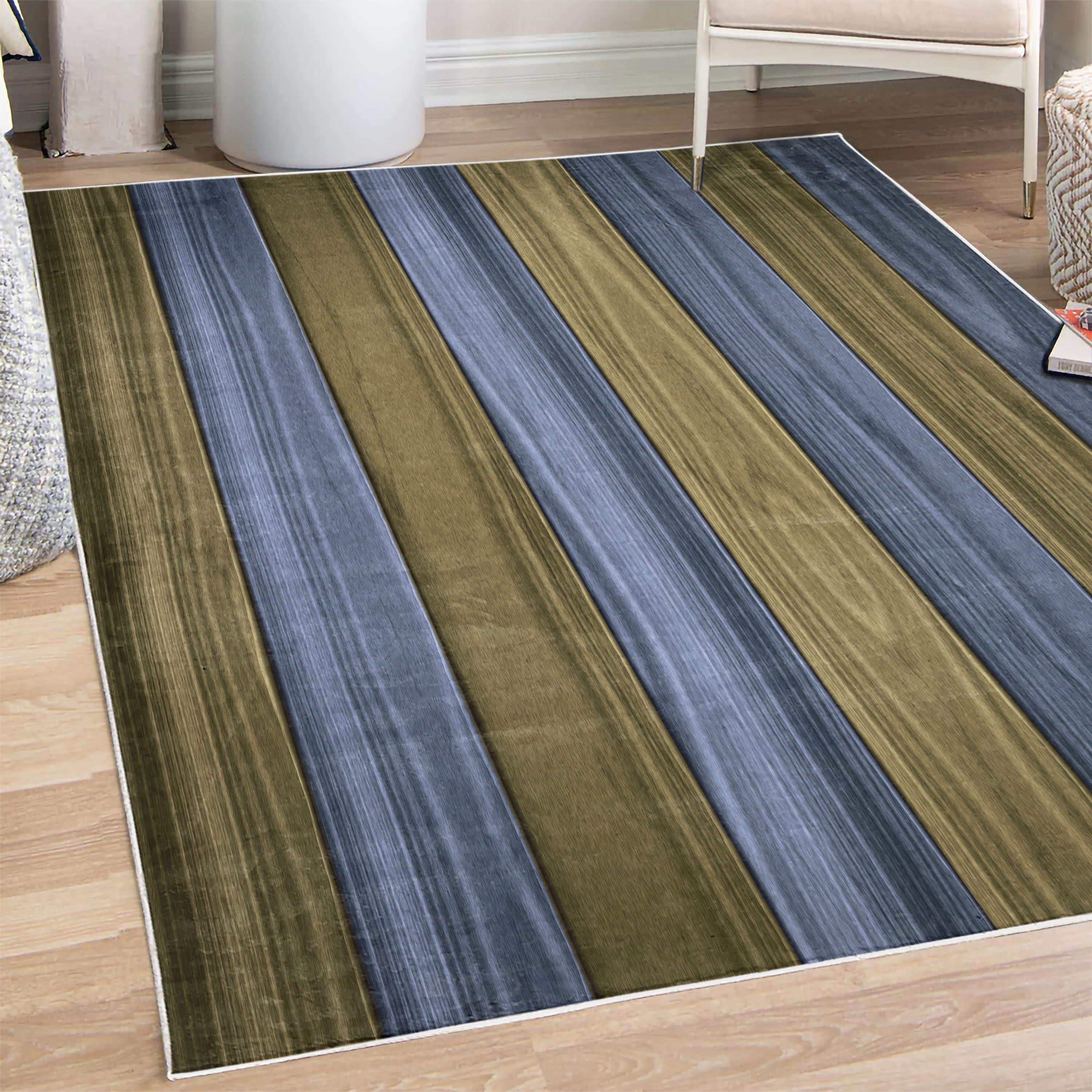 Rustic Decorative Rug, Vertical Wooden Planks Image Cottage Cabin Life ...