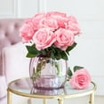Mocoosy 12PCS Pink Artificial Roses, Silk Flowers for Wedding, Party ...