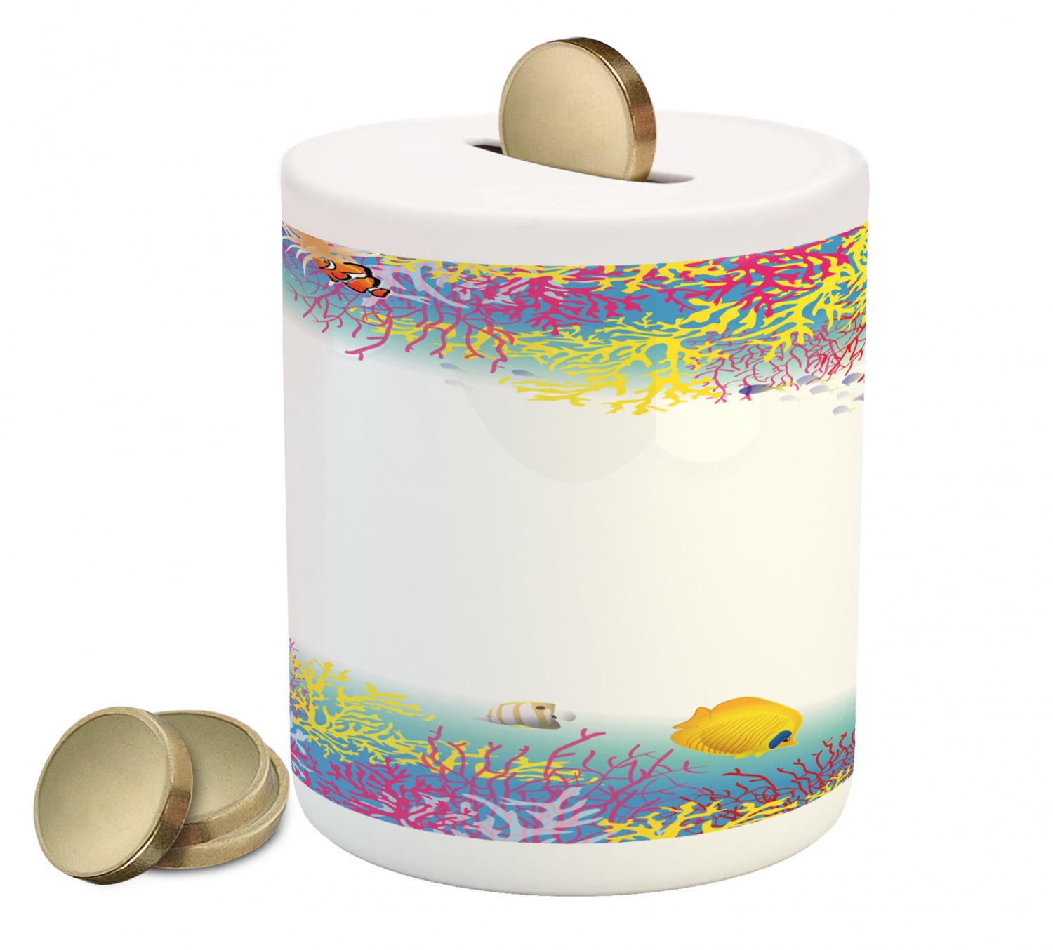 Marine Piggy Bank, Aquatic Nautical Illustration of Deep Underwater ...