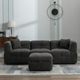 EUROCO 87.7" Sectional Sofa Couch, Teddy Fleece Fabric Sofa with 2 USB ...