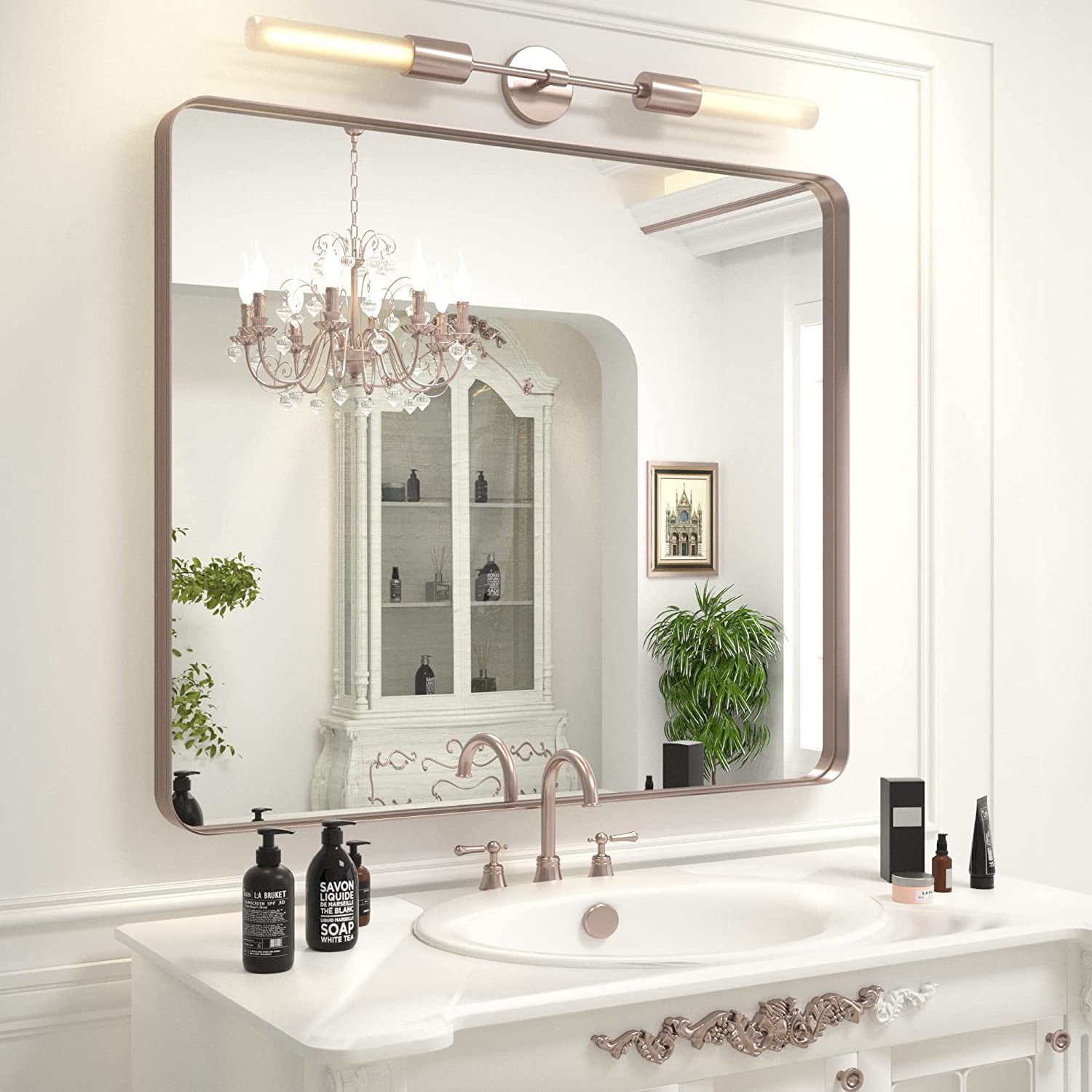 Depuley 30" x 36" Purple Gold Modern Wall Mirror,Rectangular Vanity ...