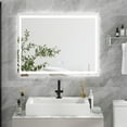 Gymax 36'' x 28'' LED Bathroom Mirror Wall Mounted Round Mirror w/ 3 ...