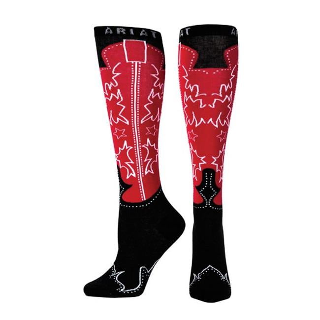 Ariat A10011072 Womens Knee High Western Boot Socks, Black - One Size ...