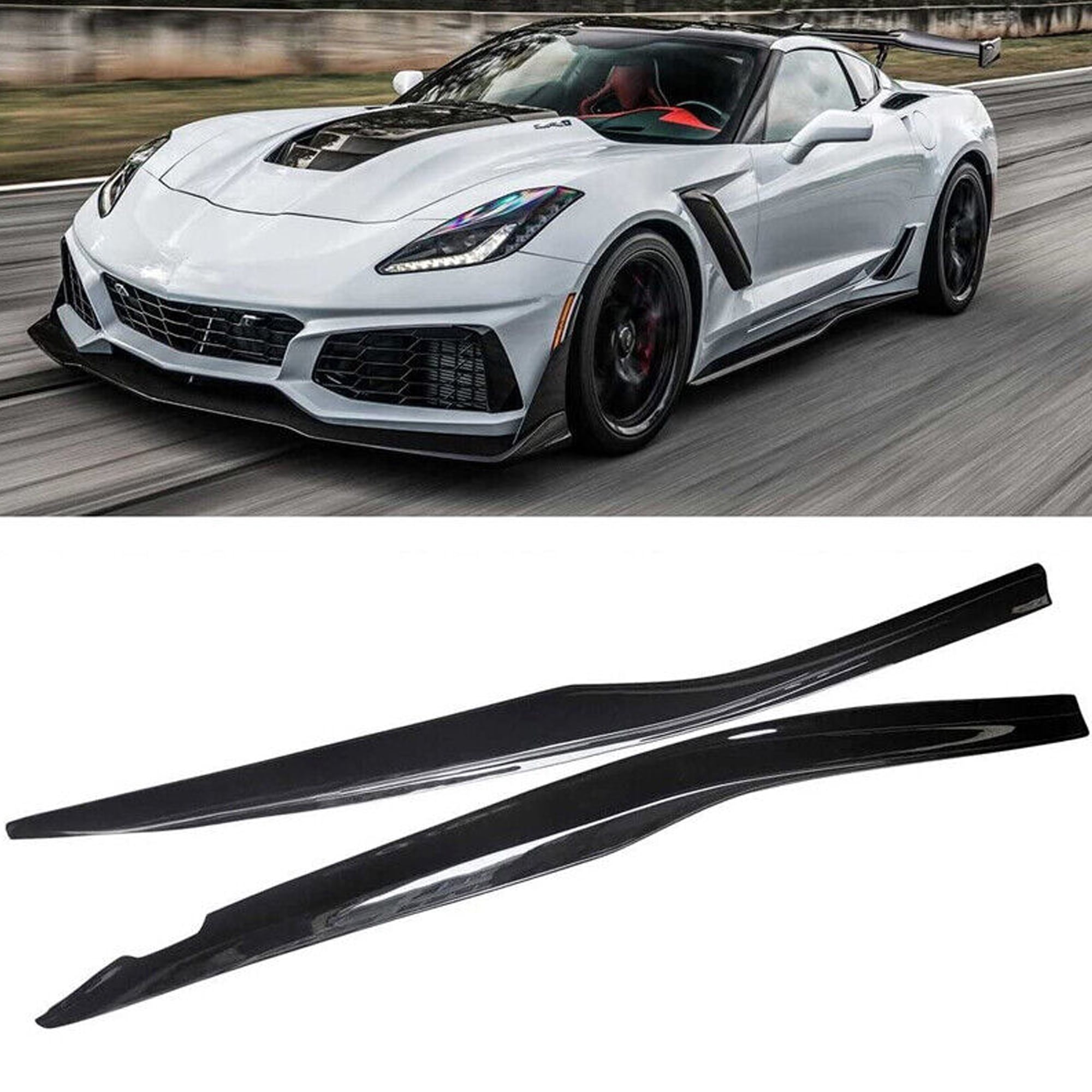 NINTE Side Skirt Extensions for 2014-2019 Chevy Corvette C7 Z06 Style ...