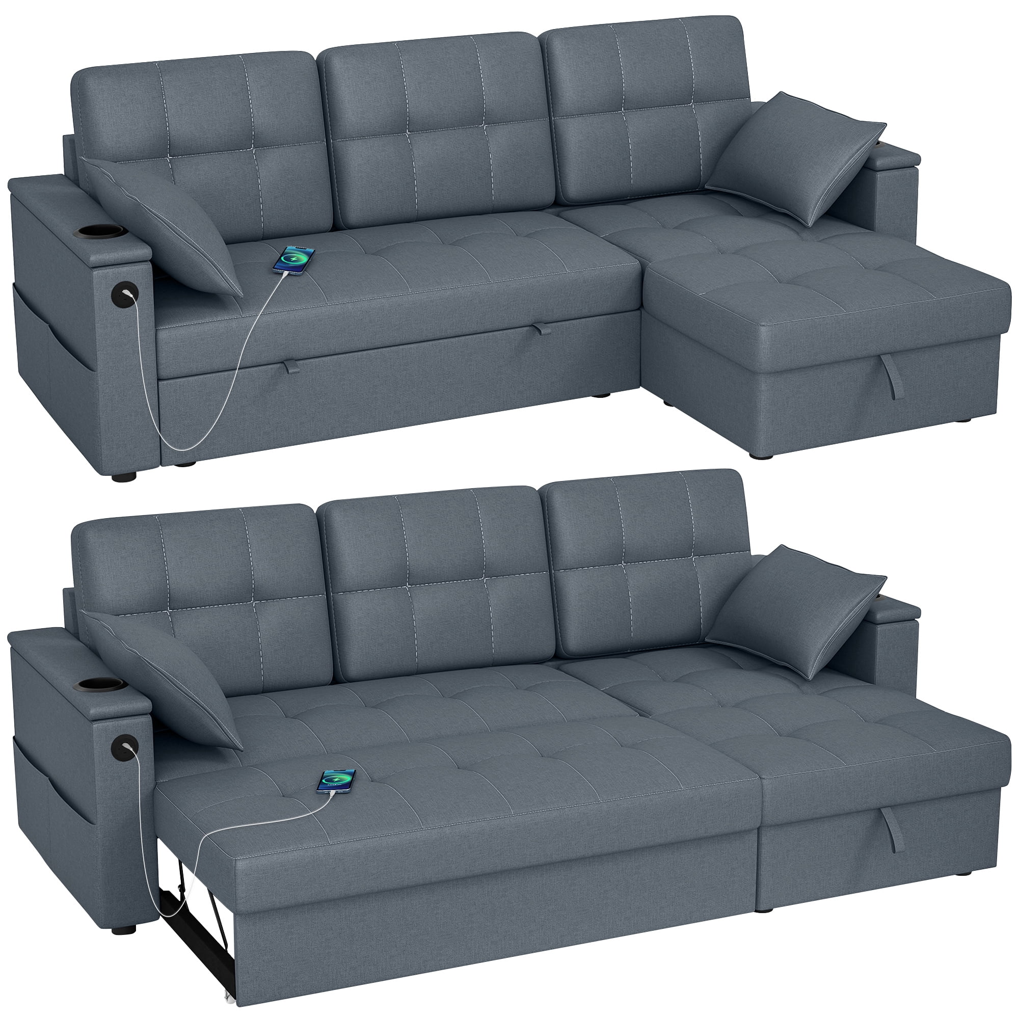 Click here for Homcom Sofa Bed  Pull Out Sleeper Couch With Usb P... prices