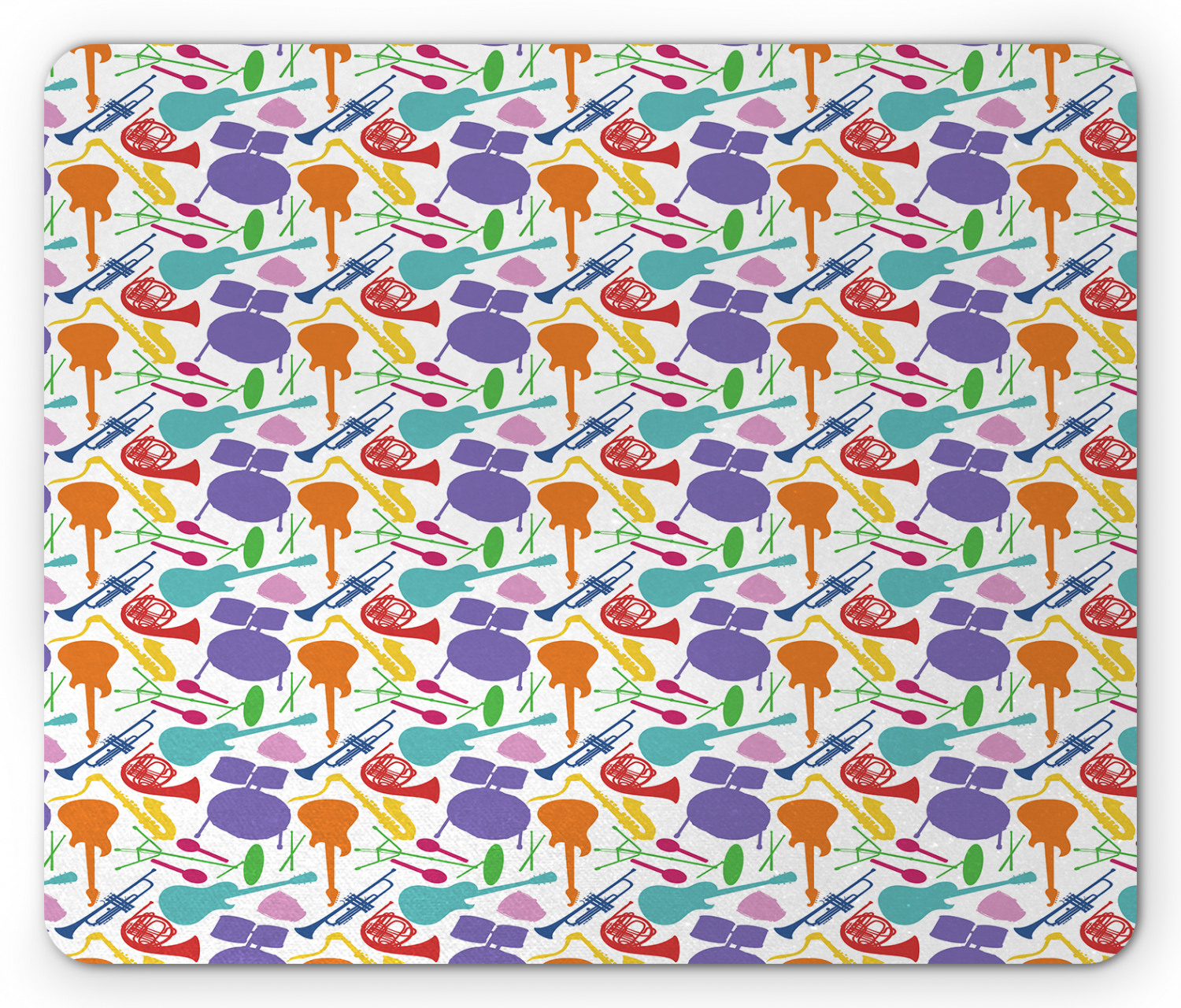 Music Mouse Pad, Colorful Instruments Bass Guitar Rock Microphone ...