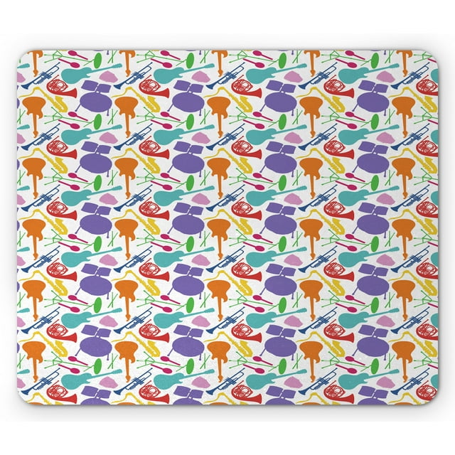 Music Mouse Pad, Colorful Instruments Bass Guitar Rock Microphone ...