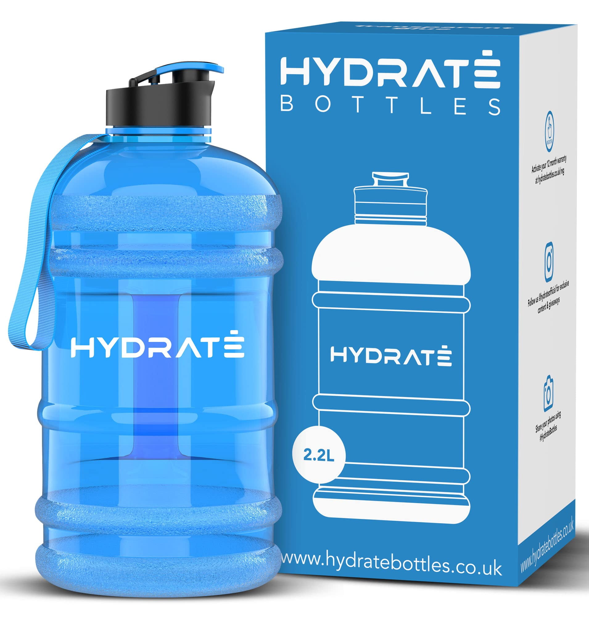 HYDRATE XL Jug Half Gallon Water Bottle - BPA Free, Flip Cap, Ideal for ...