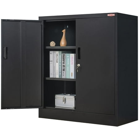 Besfur Black Locking Storage Cabinet,Metal Storage Cabinet with 2 ...