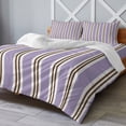 4 Piece Duvet Cover Set Full, Purple Brown Stripes Line Soft Breathable ...