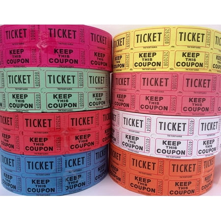 Ticket Guru-Raffle Tickets - (4 Rolls of 2000 Double Tickets) 8,000 ...