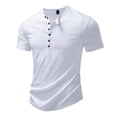 Antinious Men Solid Round Neck Half Button Pullover Short Sleeve ...