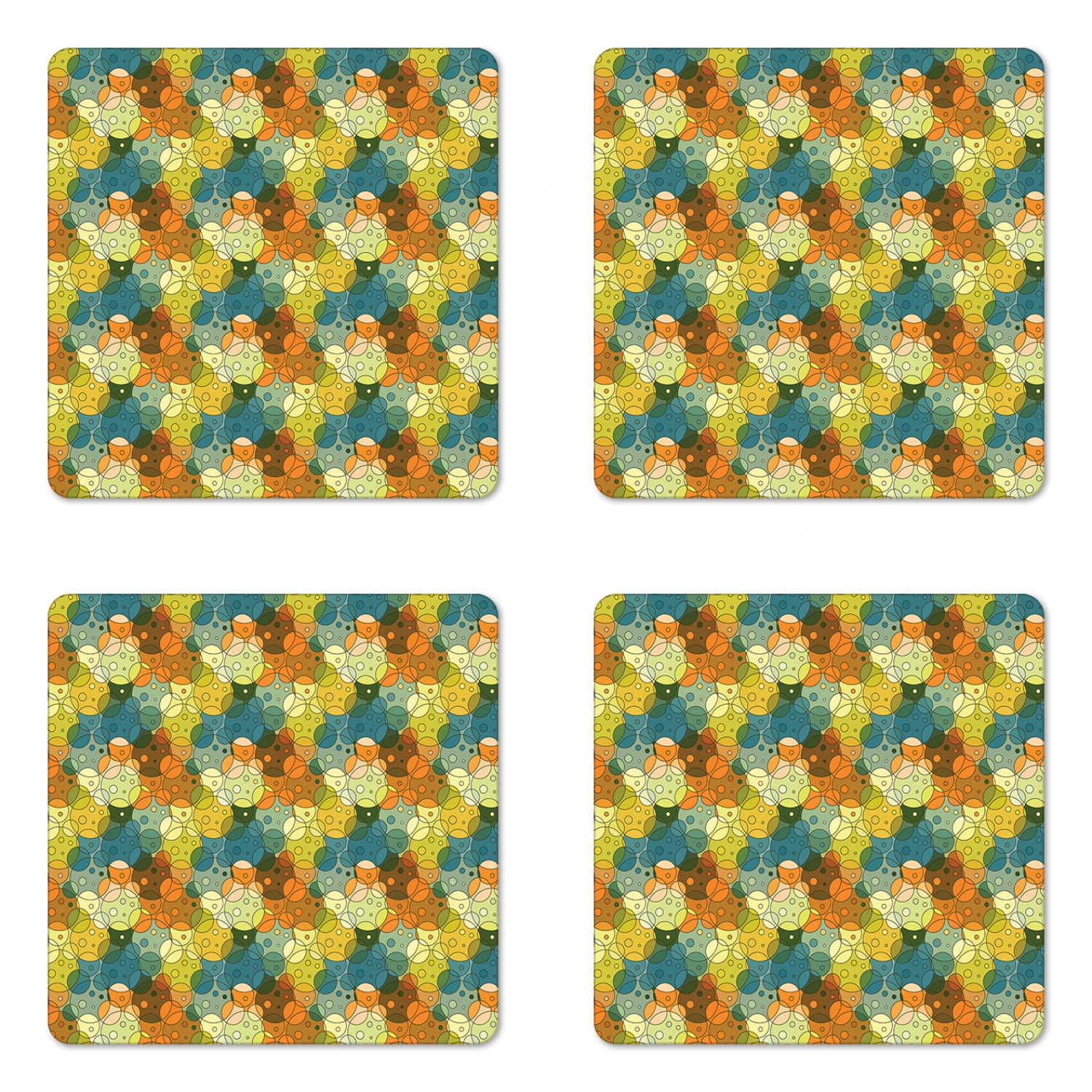 Geometric Coaster Set of 4, Abstract Circular Composition with Dots ...