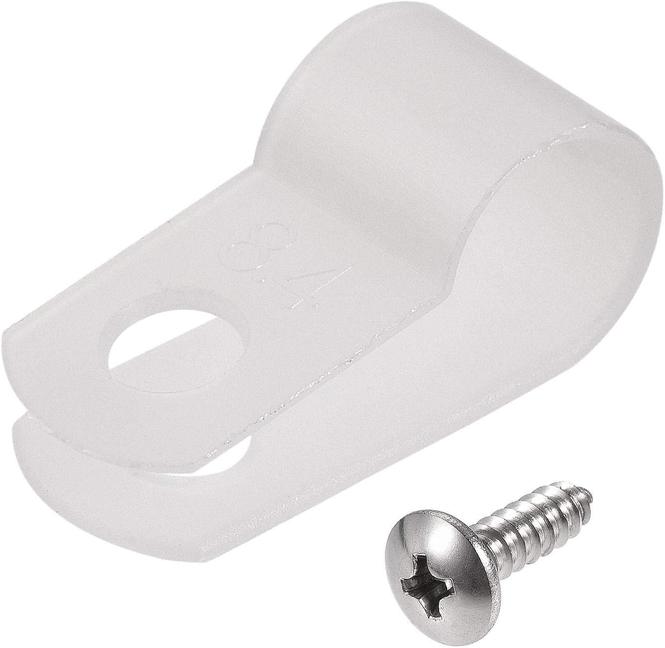 8.4mm Nylon R Type Cable Clip Wire Clamp with Screws White 50pcs ...