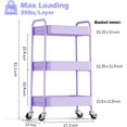 4-Tier Rolling Cart - Metal Storage Organizer with Lockable Wheels, 44 ...