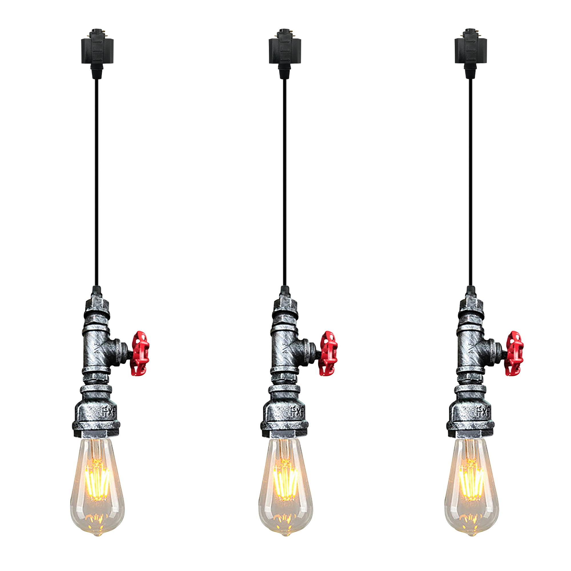 Kiven H-Type Track Lighting, 3-Light Industrial Halo Track Pendant ...