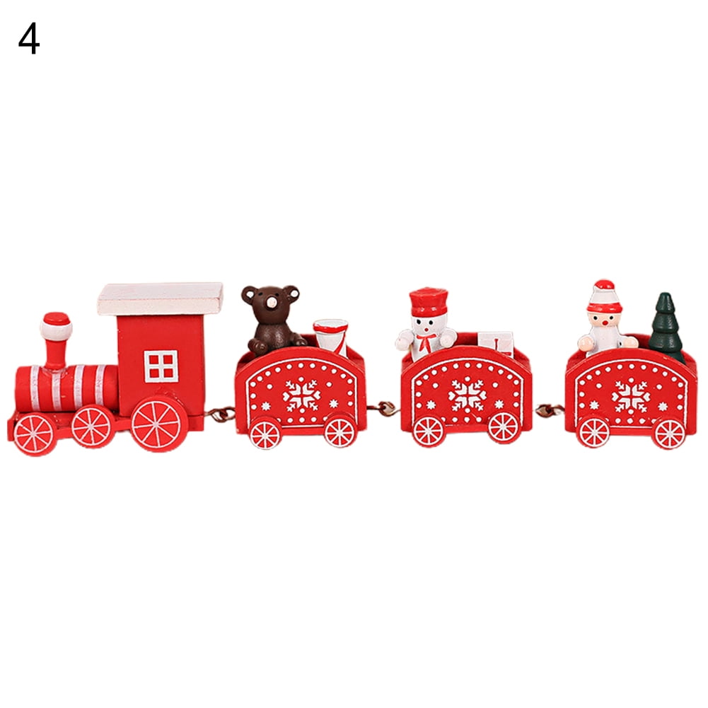 Wooden Christmas Train with Snowman, Mini Train Decor Set for Christmas ...