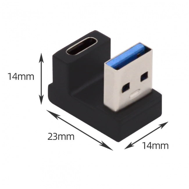 JSER USB-C Type C Female Opposite U Shape Back Angled to USB 3.0 A Male ...