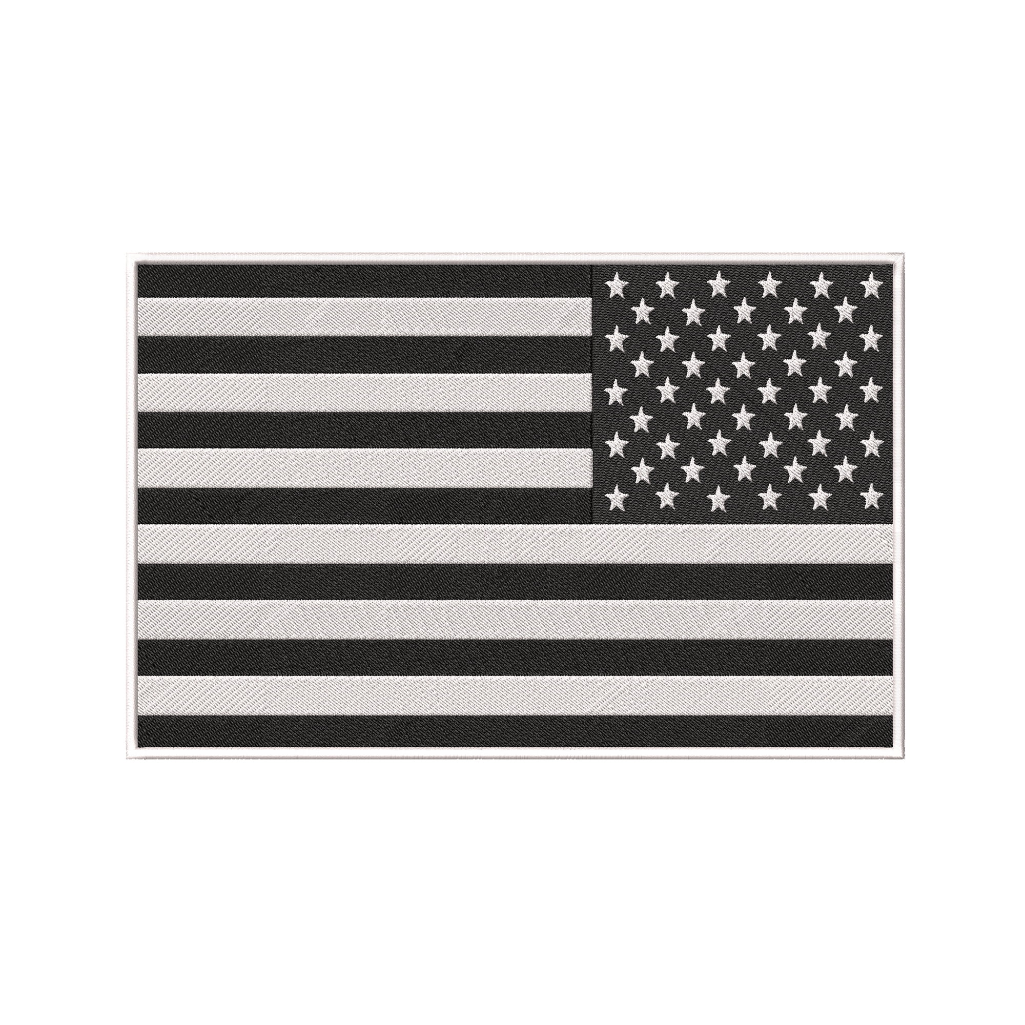 American Flag Reversed Iron-on Embroidered Patch Black White - Walmart.com