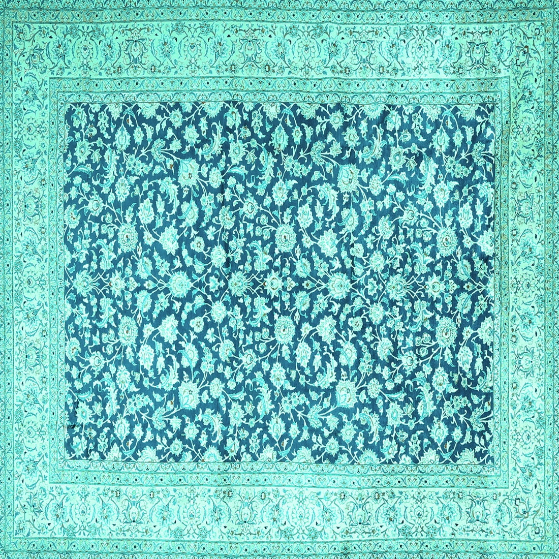 Ahgly Company Indoor Square Persian Turquoise Blue Traditional Area ...