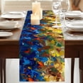 Blue Yellow Green Burlap Cotton Table Runner 18x72 Inches Long, Modern ...