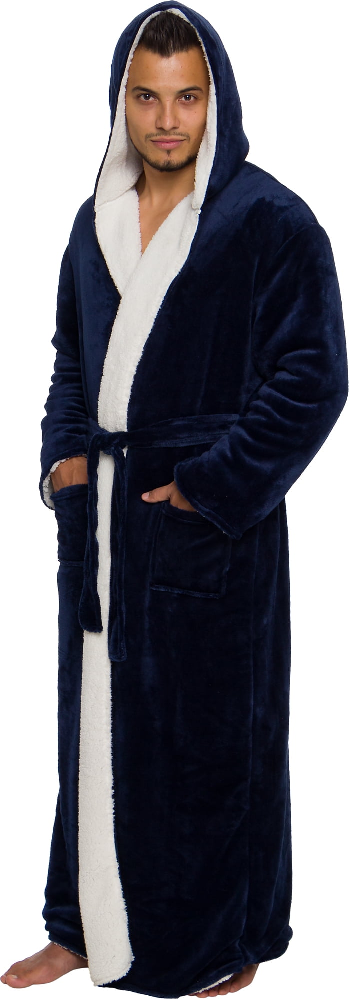 Ross Michaels Mens Robe Big And Tall With Hood Long Plush Sherpa Lined