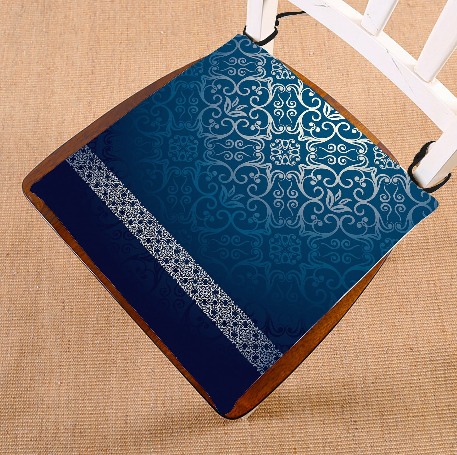 ECZJNT Damask Background Luxury Blue Design seat pad chair pads seat ...