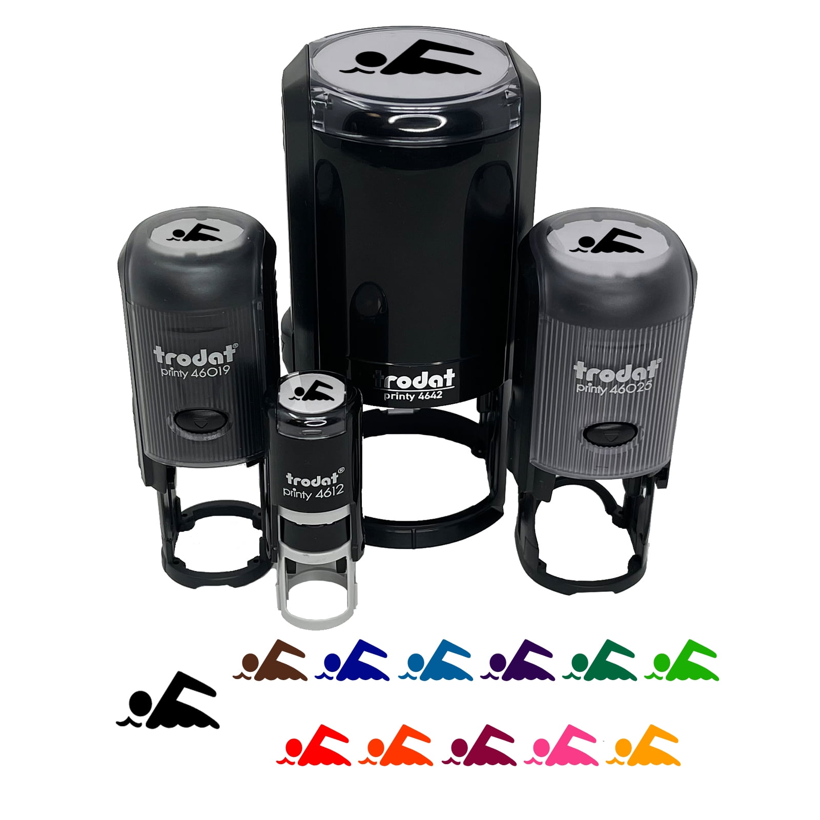 Swimming Symbol Self-Inking Rubber Stamp Ink Stamper - Lime Green Ink ...