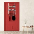 Over The Door Hanging Organizer Rack with 2 Mesh Baskets 5 Hooks, White ...