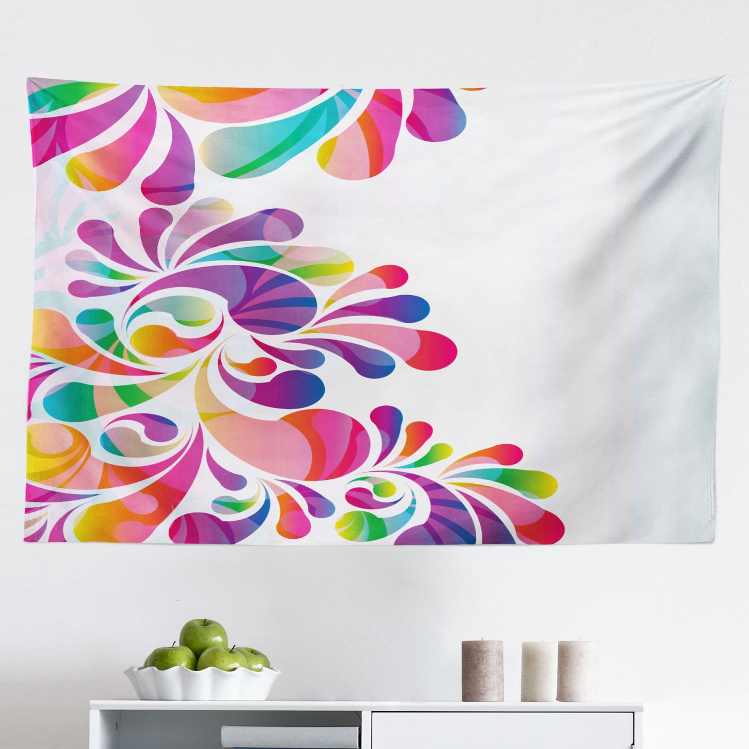 Summer Tapestry, Sunset at The Beach Flip Flops Umbrella and Palm Trees ...