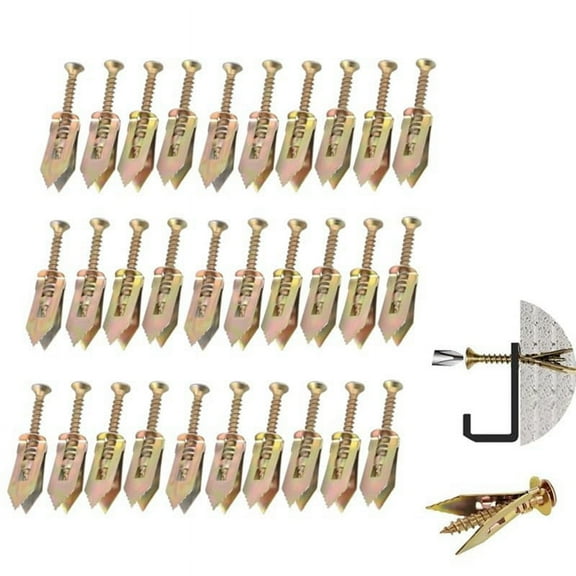 100 Set Self Drilling Drywall Anchors, Zinc Plated Steel Self-Drilling ...