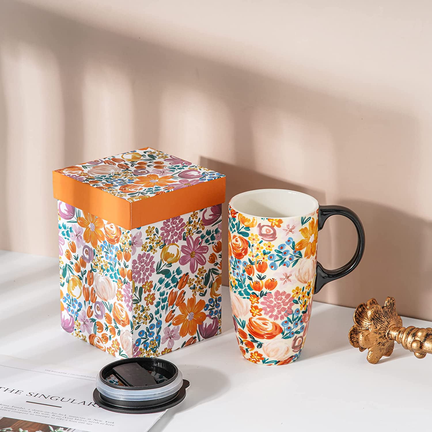 Topadorn Ceramic Mugs Porcelain Latte Tea Cup Coffee Mug With T Box