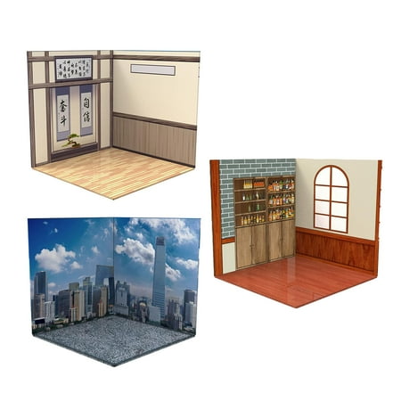 figatia 3 Pieces 1/12 Scale Action Figures Backdrop Vehicle Scene Toy ...