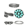 Jessica Simpson Faux silver tone, Turquoise Stone Ring Set, Set of 5 ...