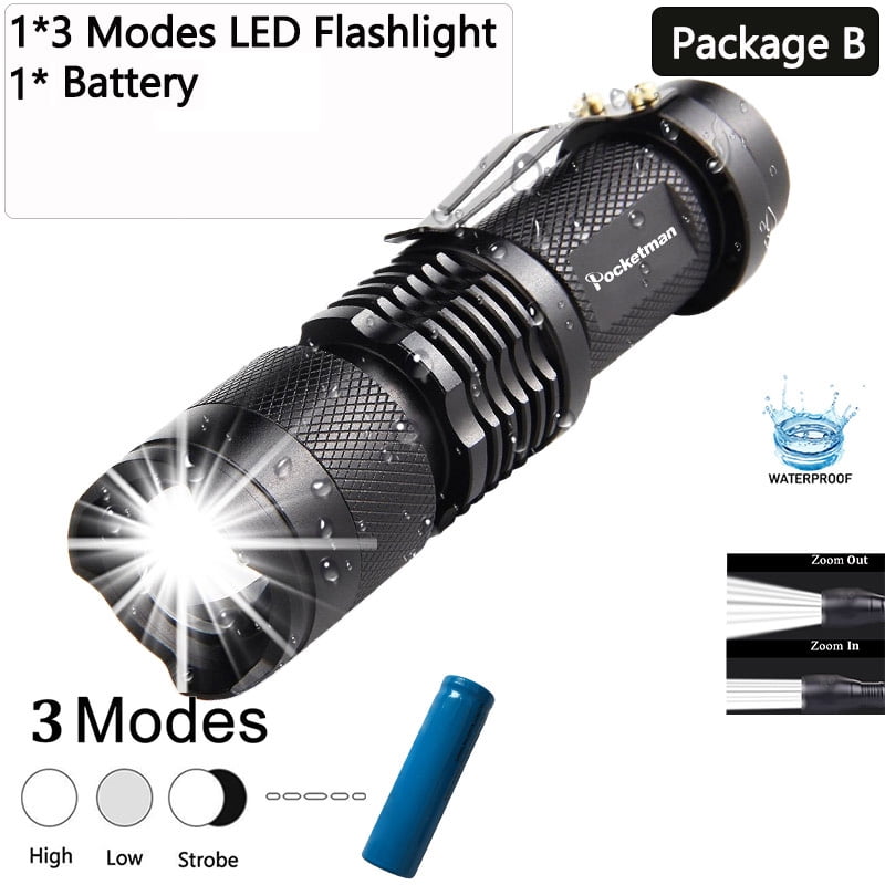 Mini High Power L2 LED Flashlight Waterproof Q5 LED Torch Adjustable ...