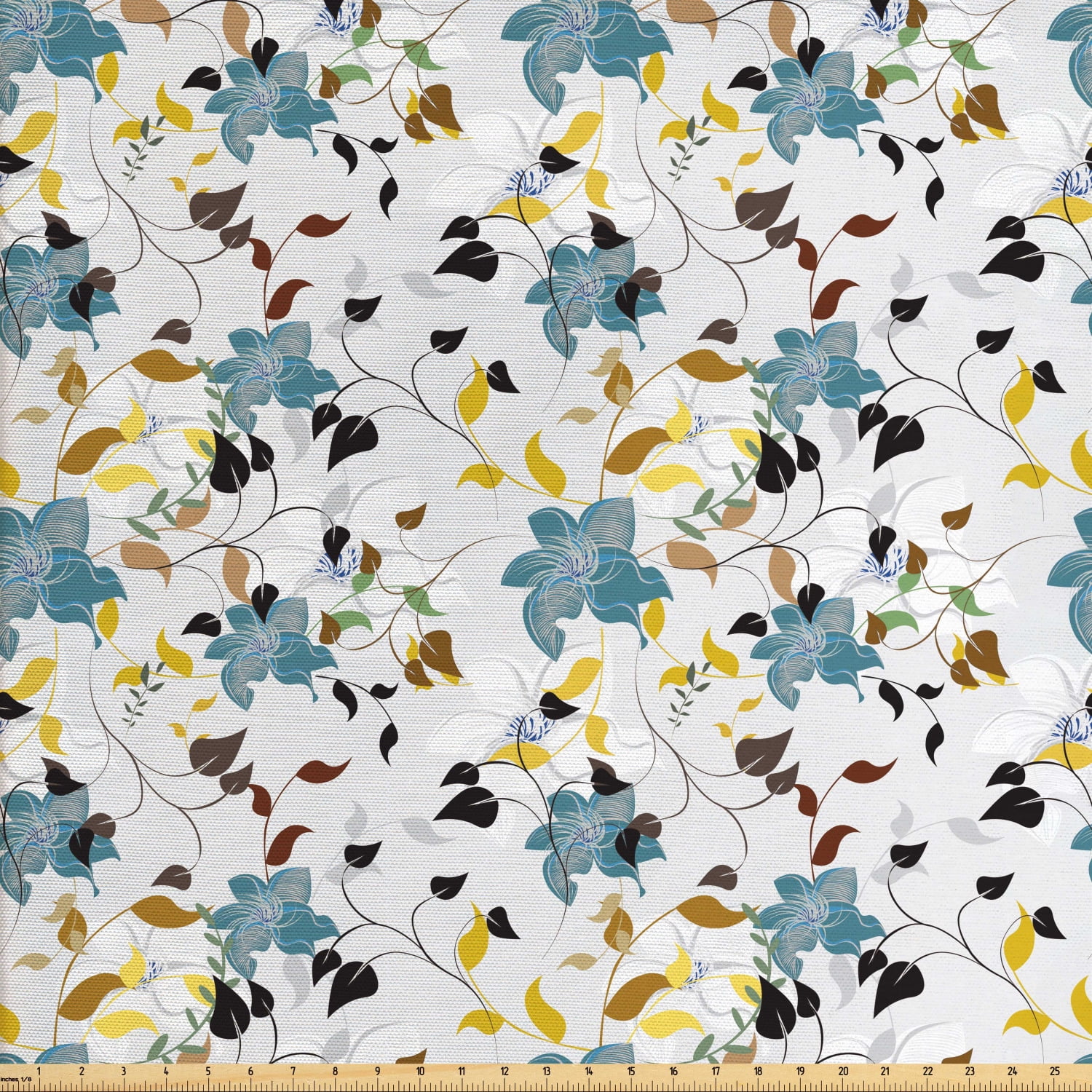 Leaf Sofa Upholstery Fabric by the Yard, Seasonal Flowers with Colorful ...