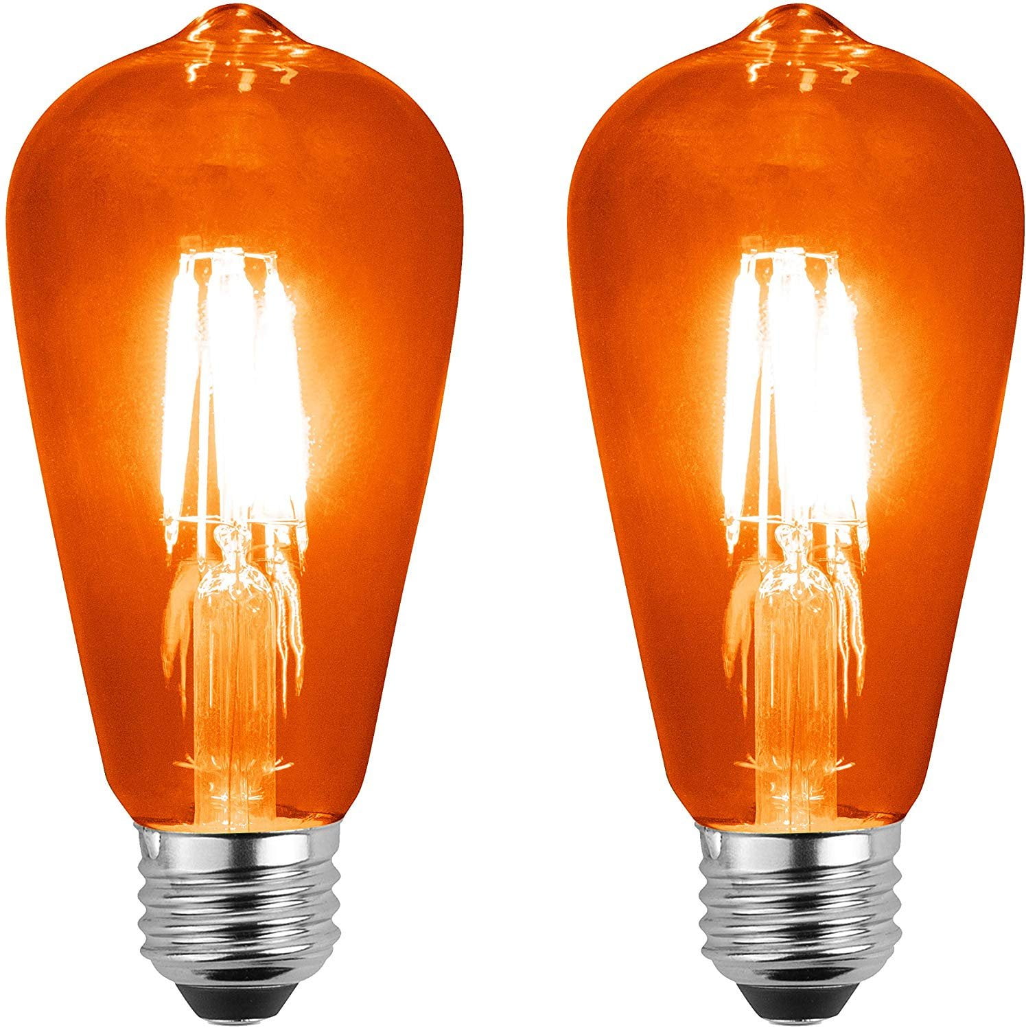 Sleeklighting LED 4Watt ST64 Orange Light Bulbs UL Listed, E26 Base ...