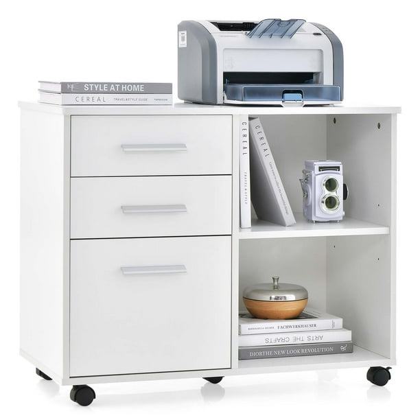 Costway 3-Drawer File Cabinet Mobile Lateral Printer Stand Storage ...