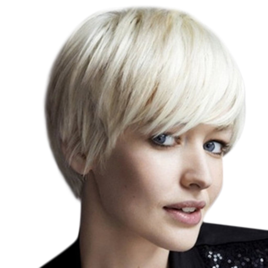 〖Hellobye〗Girls Fashion Short White Wig Women Short Straight Hair Wig ...