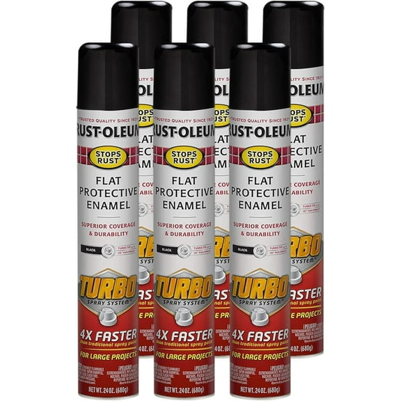 Rust-Oleum 334128-6PK Stops Rust Turbo Spray Paint, 24 oz, Gloss Black ...