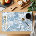 Blue Palm Leaf Placemats Set of 8 Summer Coastal Botanical Tropical ...