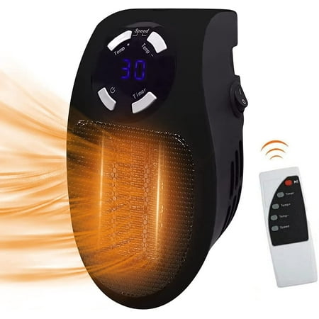 Small Wall Outlet Electric Heater, 500W Mini PTC Ceramic Space Heater ...