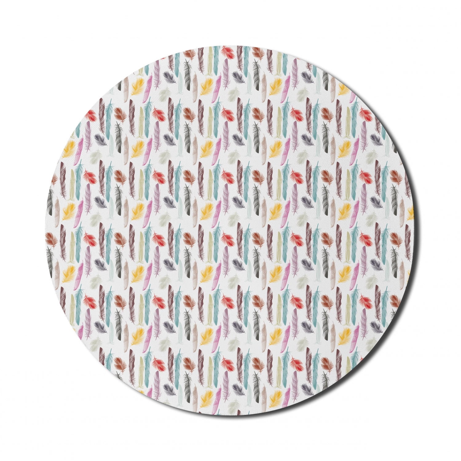 Feather Mouse Pad for Computers, Bohemian Bird Plumage Motif in Pastel ...