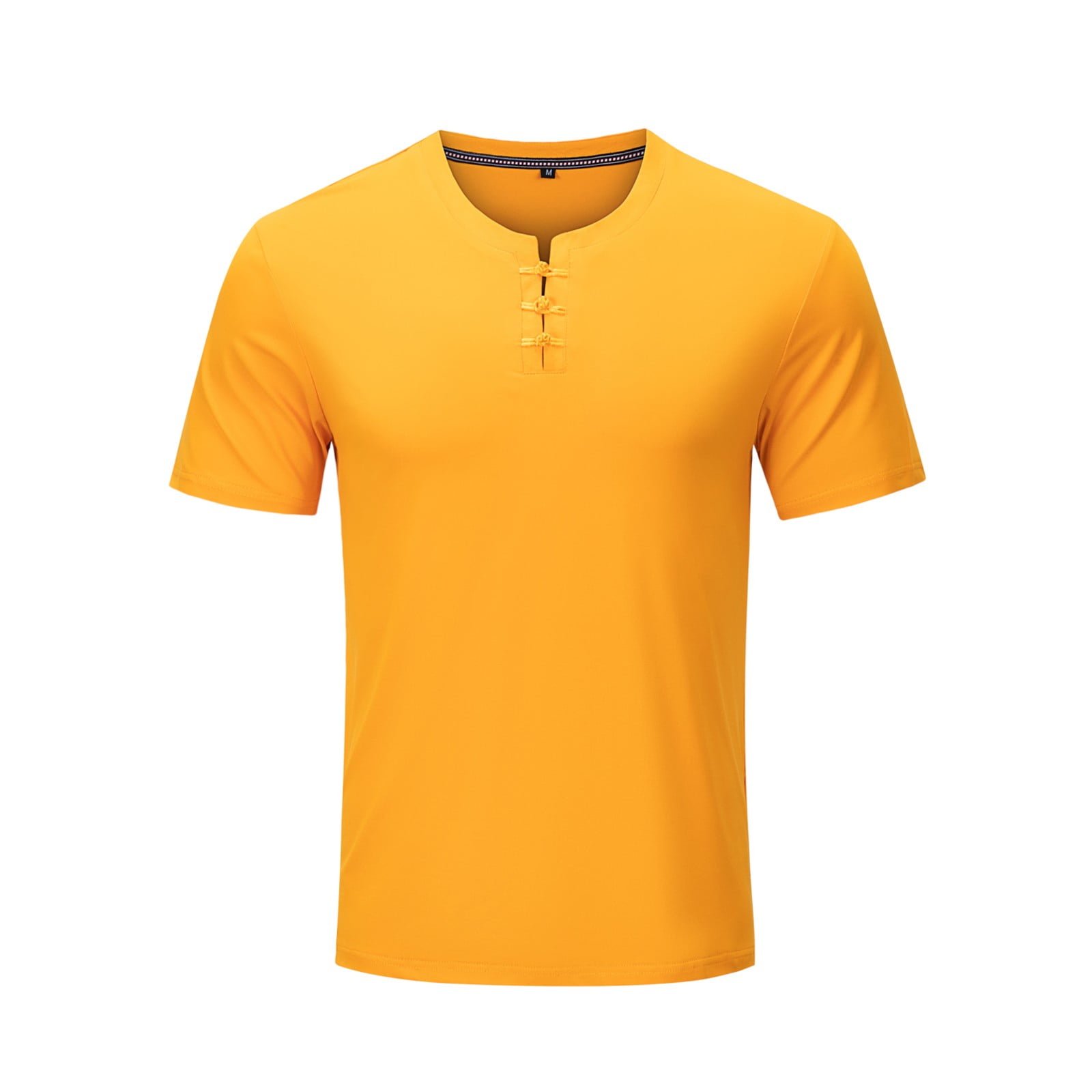 Playera Elvqul para Hombre de Color Sólido Naranja Manga Corta Playa ...