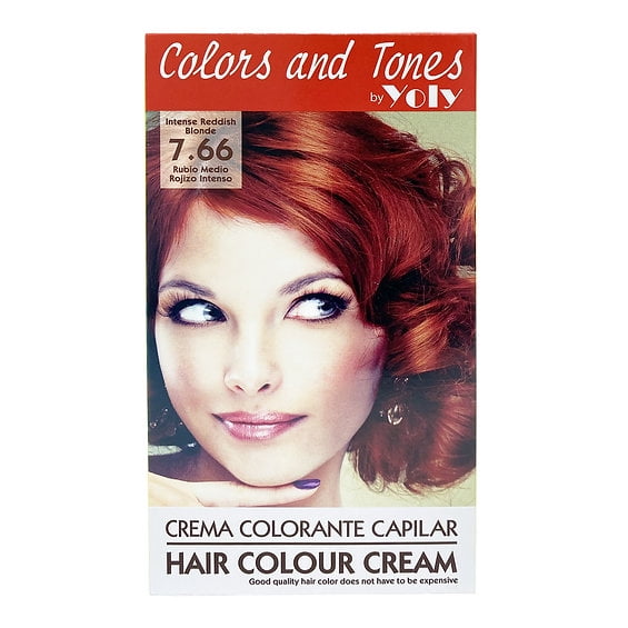 Yoly Shine Permanent Hair Color Cream 7.66 Intense Reddish Blonde ...