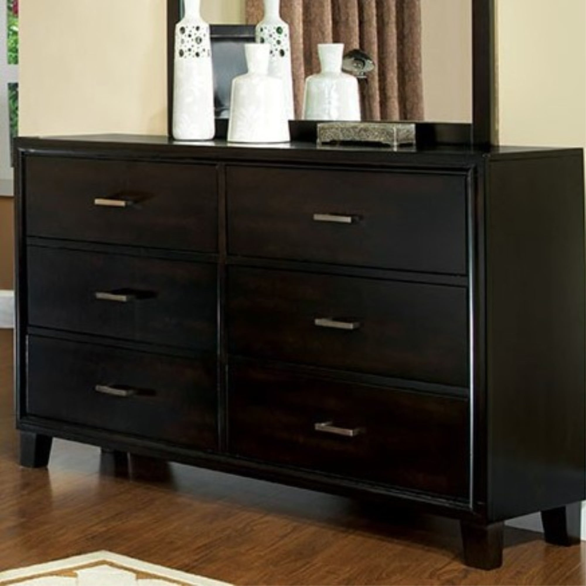 6 Drawer Contemporary Dresser, Espresso Brown - Walmart.com